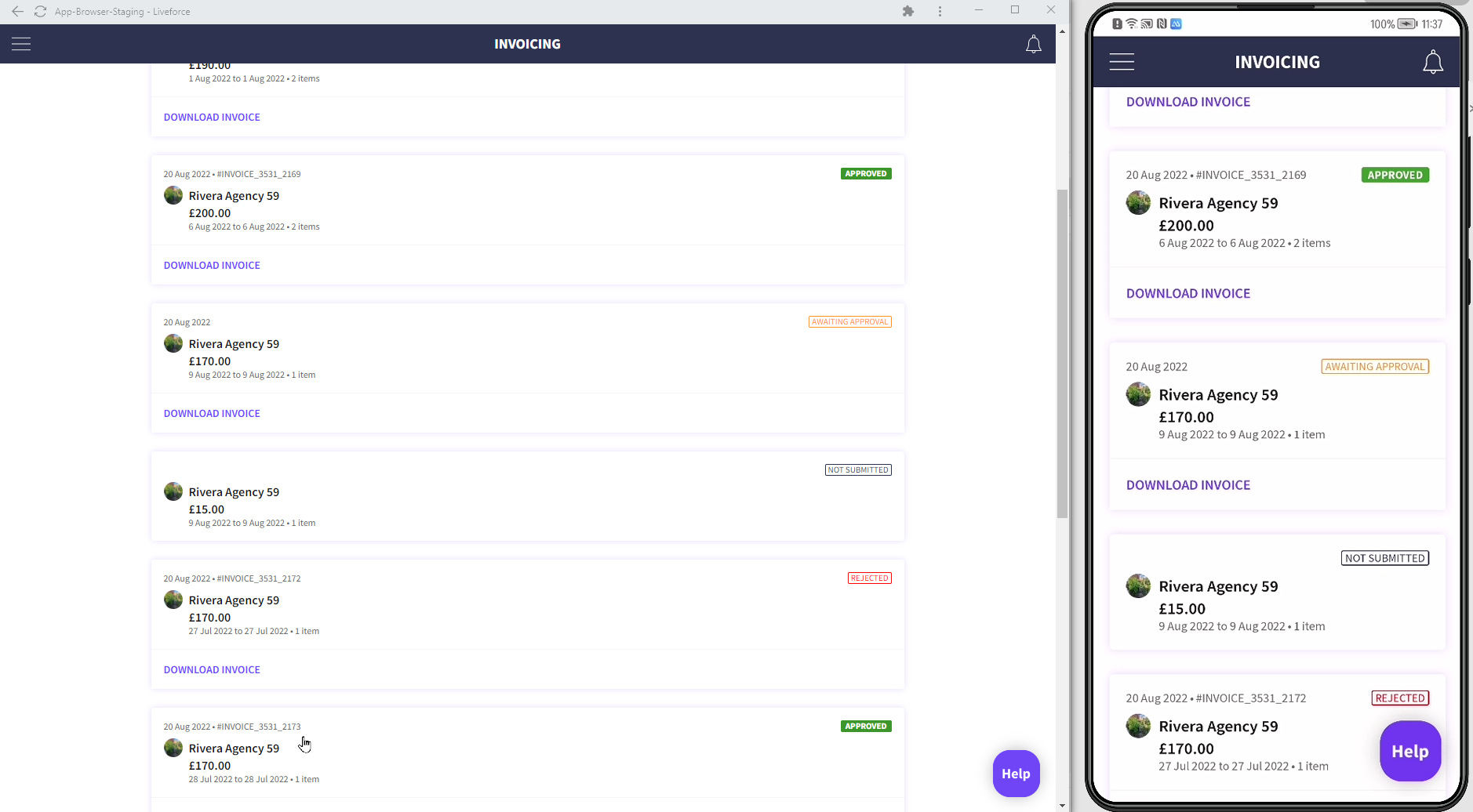 Crew Invoice Statuses
