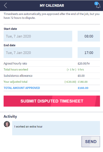 Submitting a timesheet